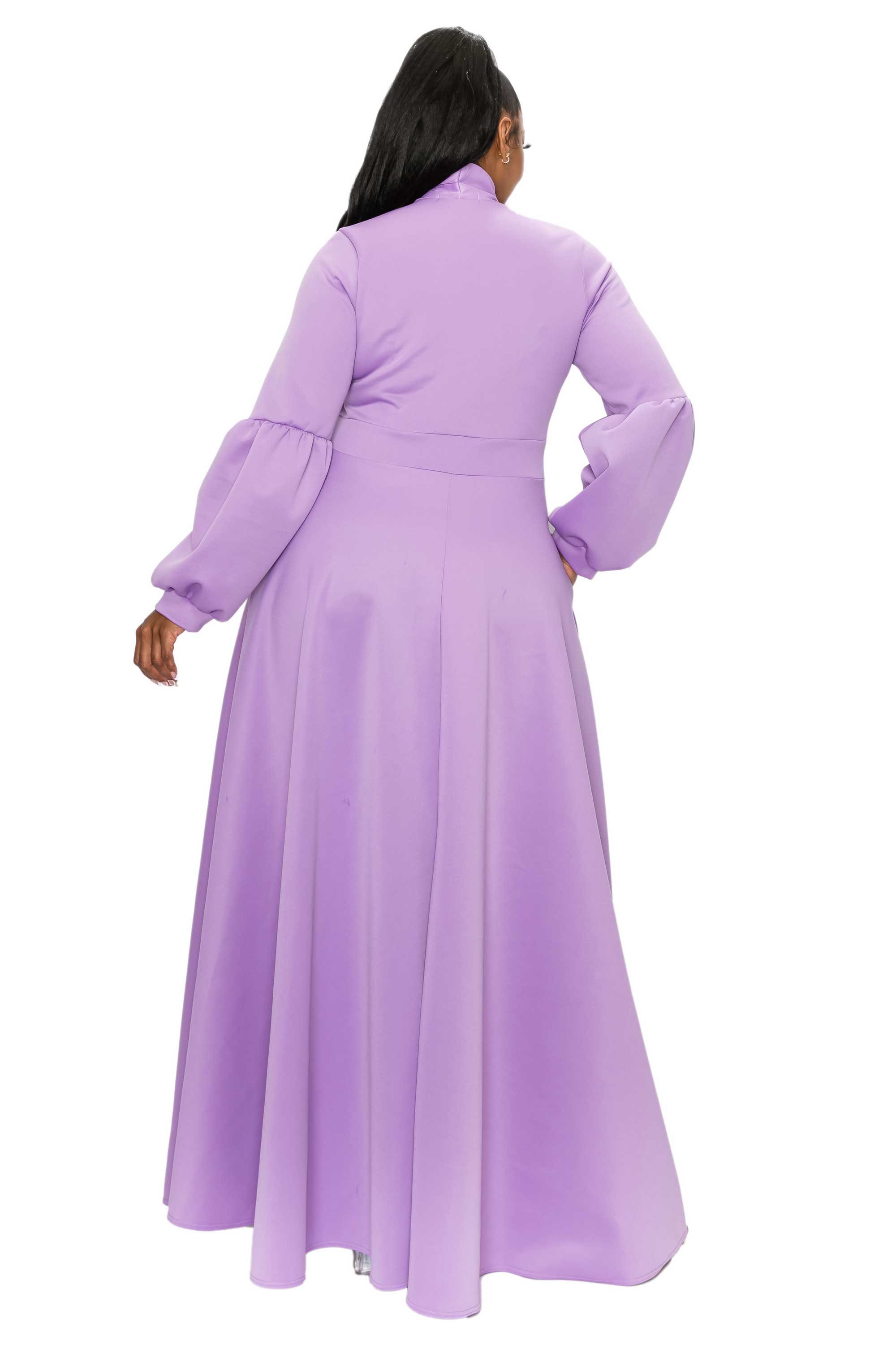 Plus Size Bella Donna Dress with Ribbon and Bishop Sleeves Plus Size Bella Donna Dress with Ribbon and Bishop Sleeves